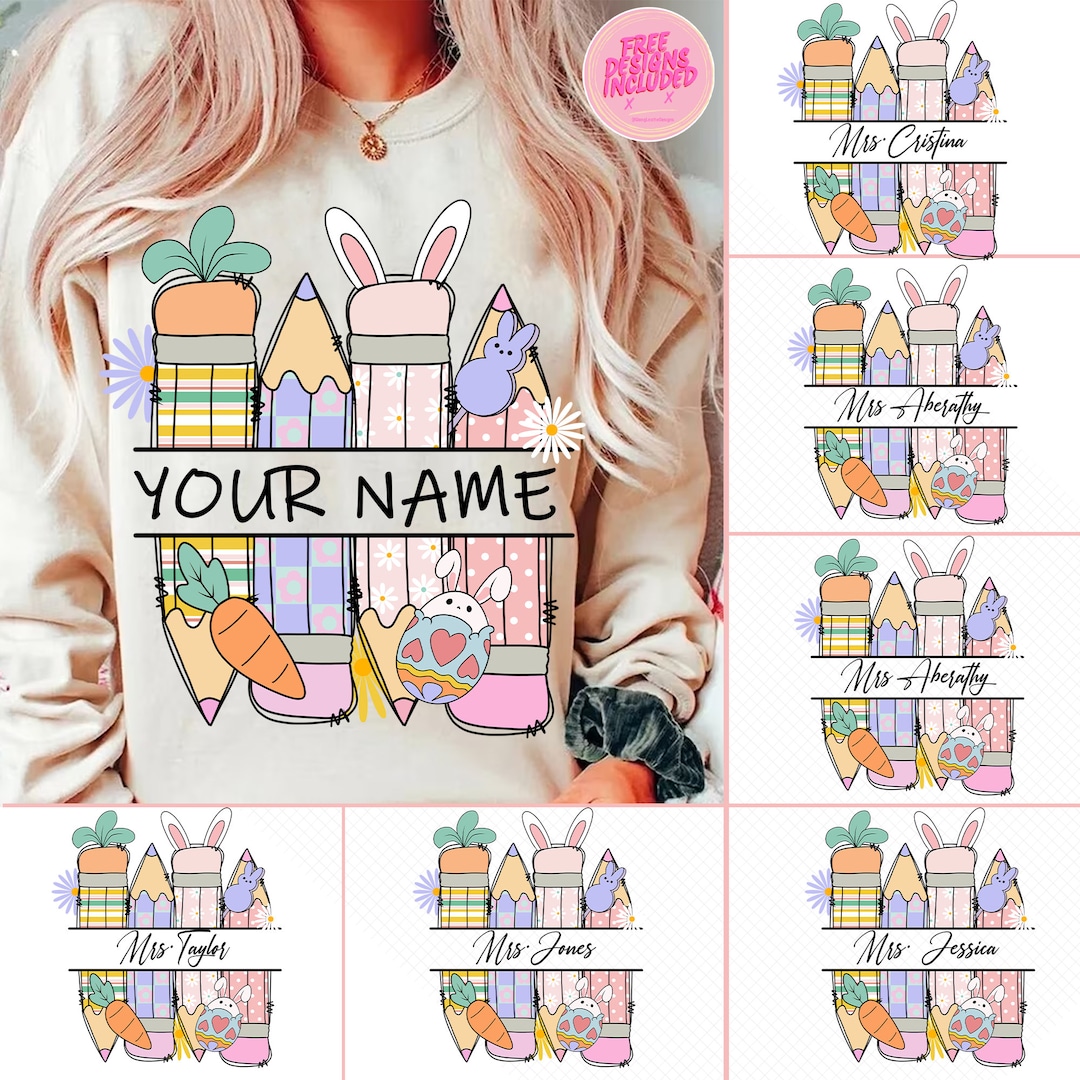 Custom Easter Pencils Png,custom Name Teacher,teacher Easter Png ...