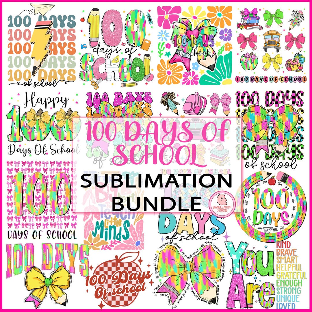 100 Days of School Png Bundle, Brushstroke 100 Days of School Png ...