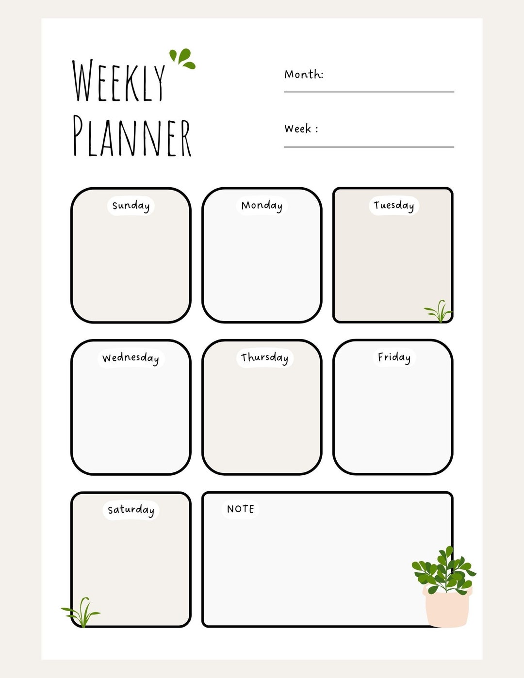 Weekly Planner, Digital Planner, Printable Planner, Planner, Instant ...