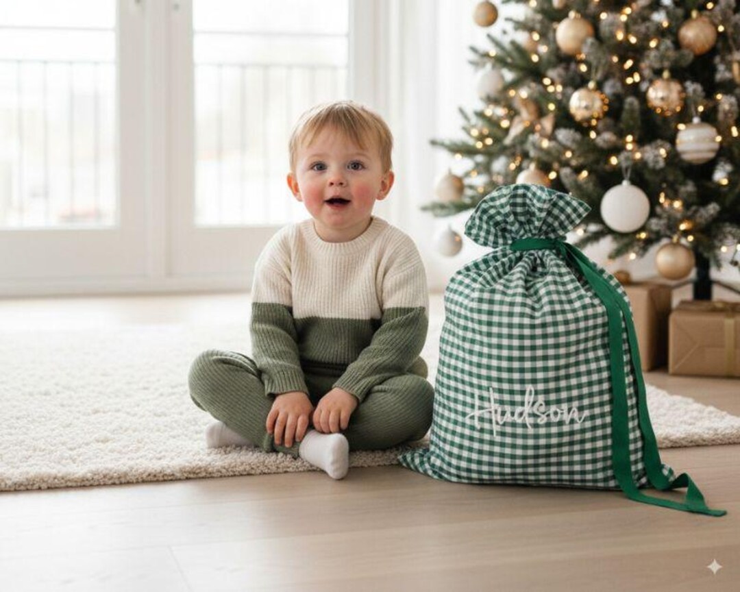 Santa Sack, Personalised Santa Sack, Personalised Santa Sacks, Gingham ...