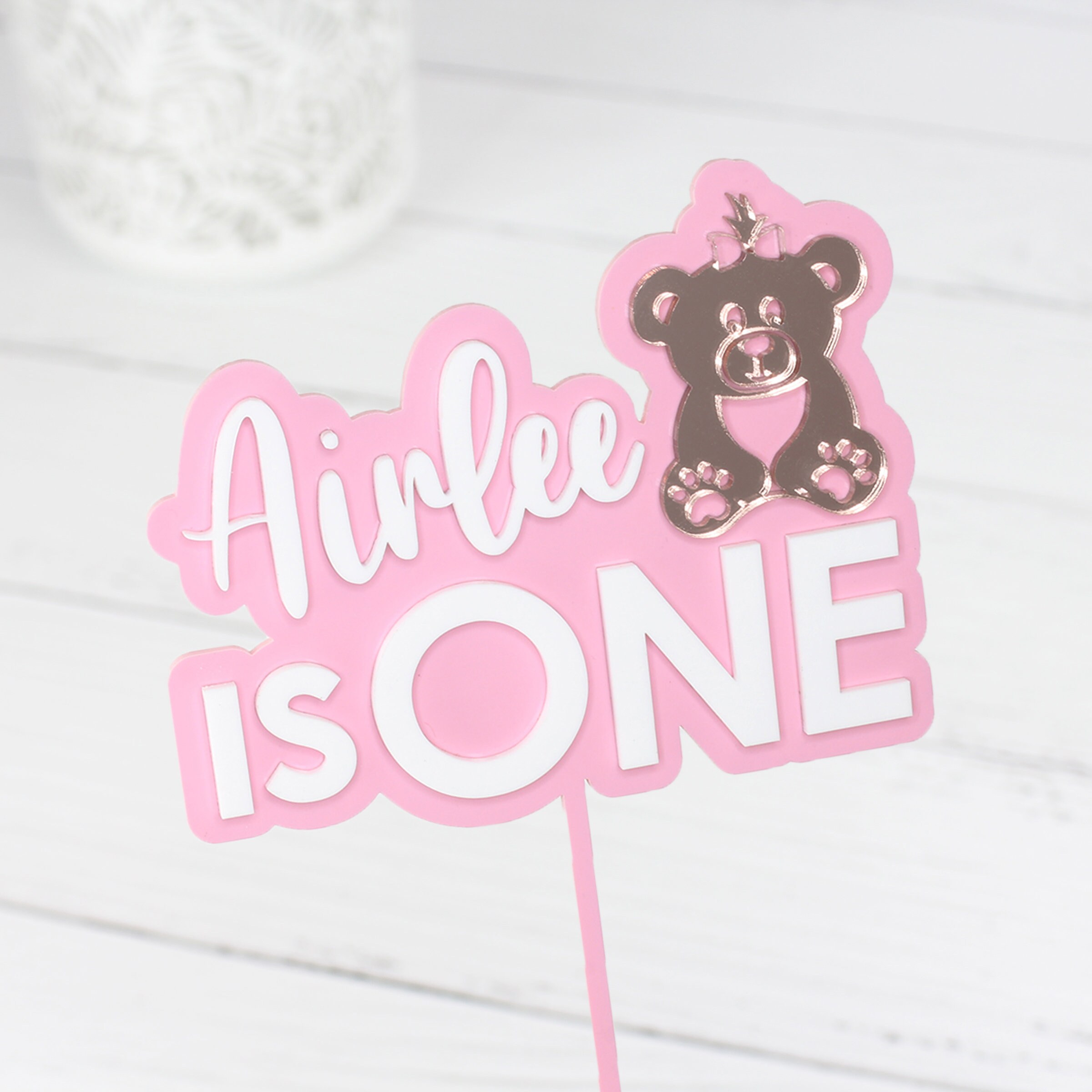 Personalised Teddy Cake Topper | Personalised 1st Birthday Cake Topper ...