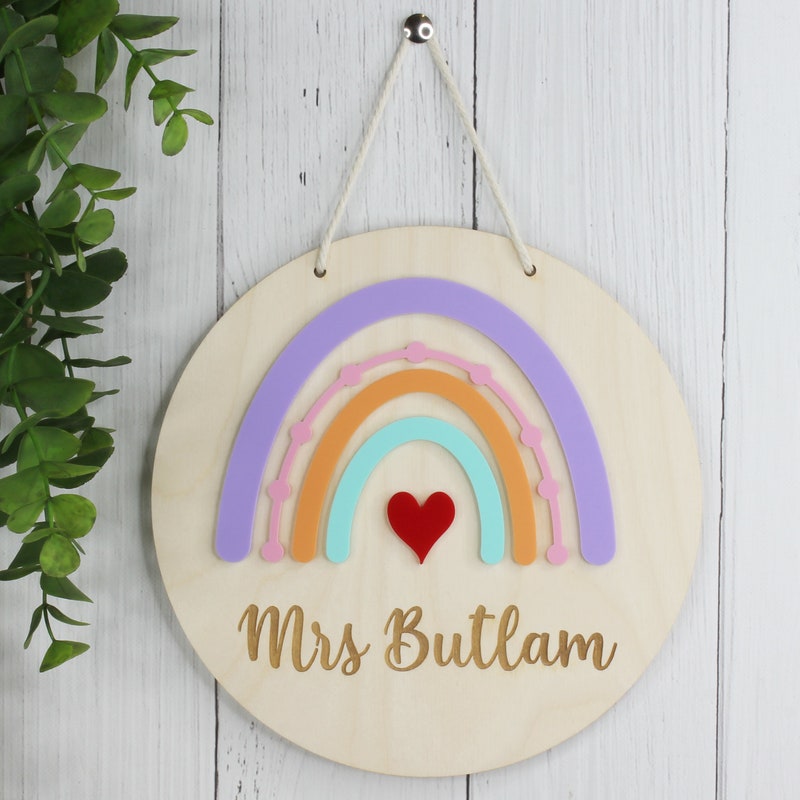 Rainbow Teacher Sign - Etsy