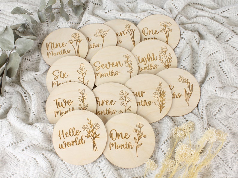 Milestone Discs | Wooden Milestone Cards | Milestone Cards | Baby ...