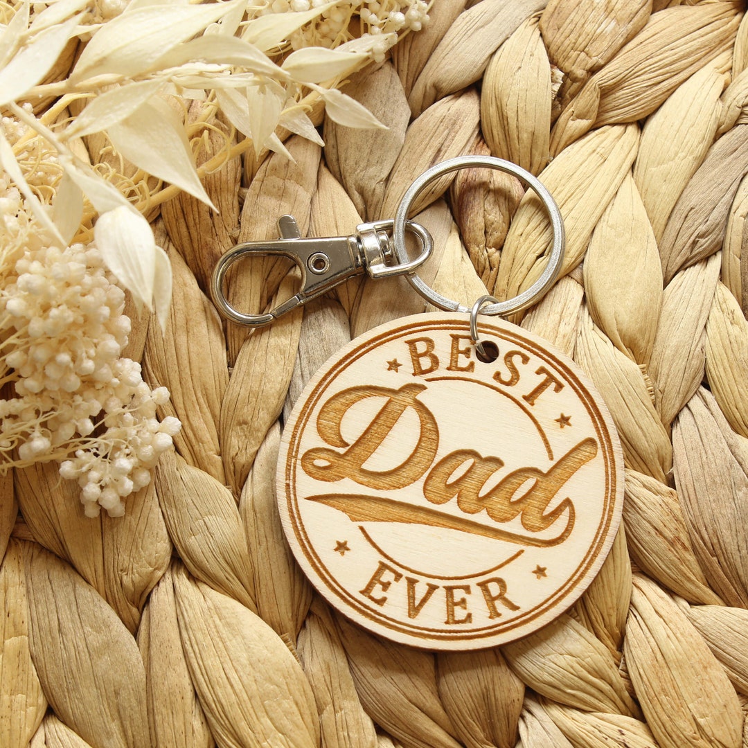Fathers Day Keyring | Best Dad Ever | Wooden Keyring | Dad Keychain | Fathers Day Gift | Wooden ...