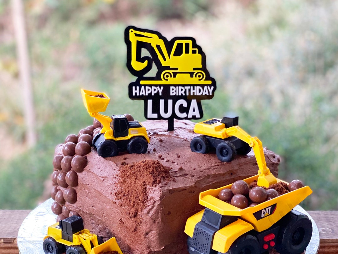 Personalised Construction Cake Topper Personalised Digger Cake Topper ...