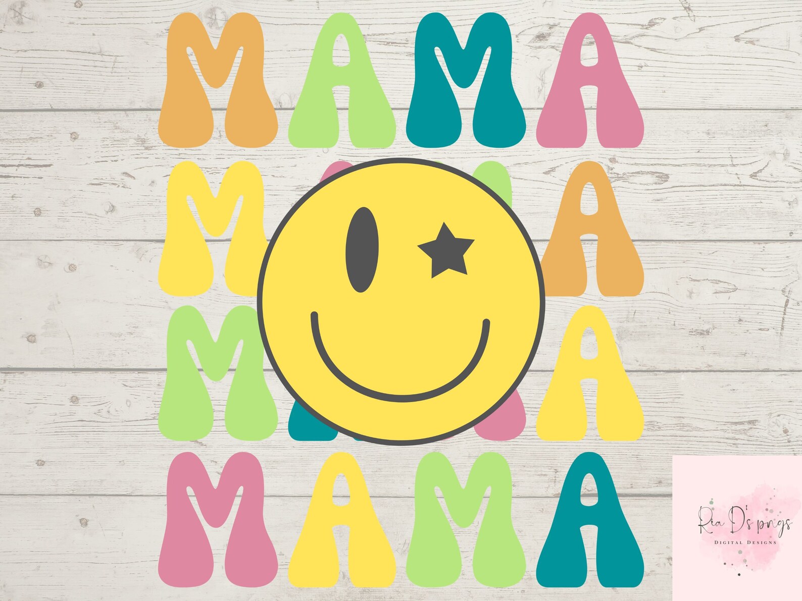 Retro Mama Smiley Face Png, Vintage Mama Png, Winking Smiley Face Png ...
