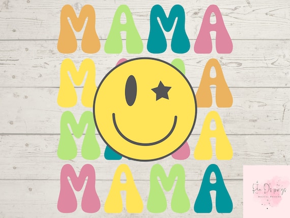Retro Mama Smiley Face Png Vintage Mama Png Winking Smiley - Etsy