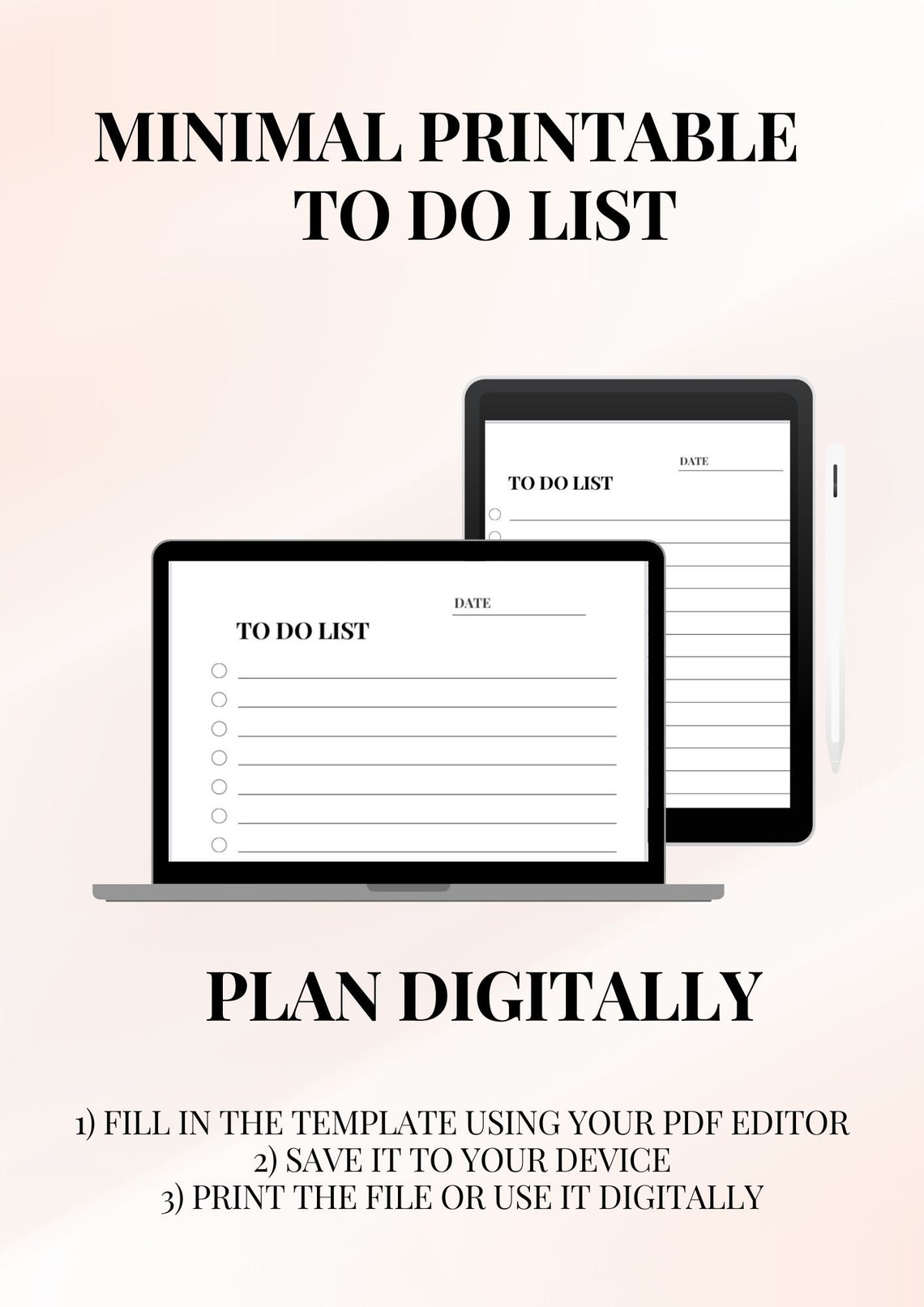 PRINTABLE to Do List. Simple and Minimal List Template. A4 + A5 ...