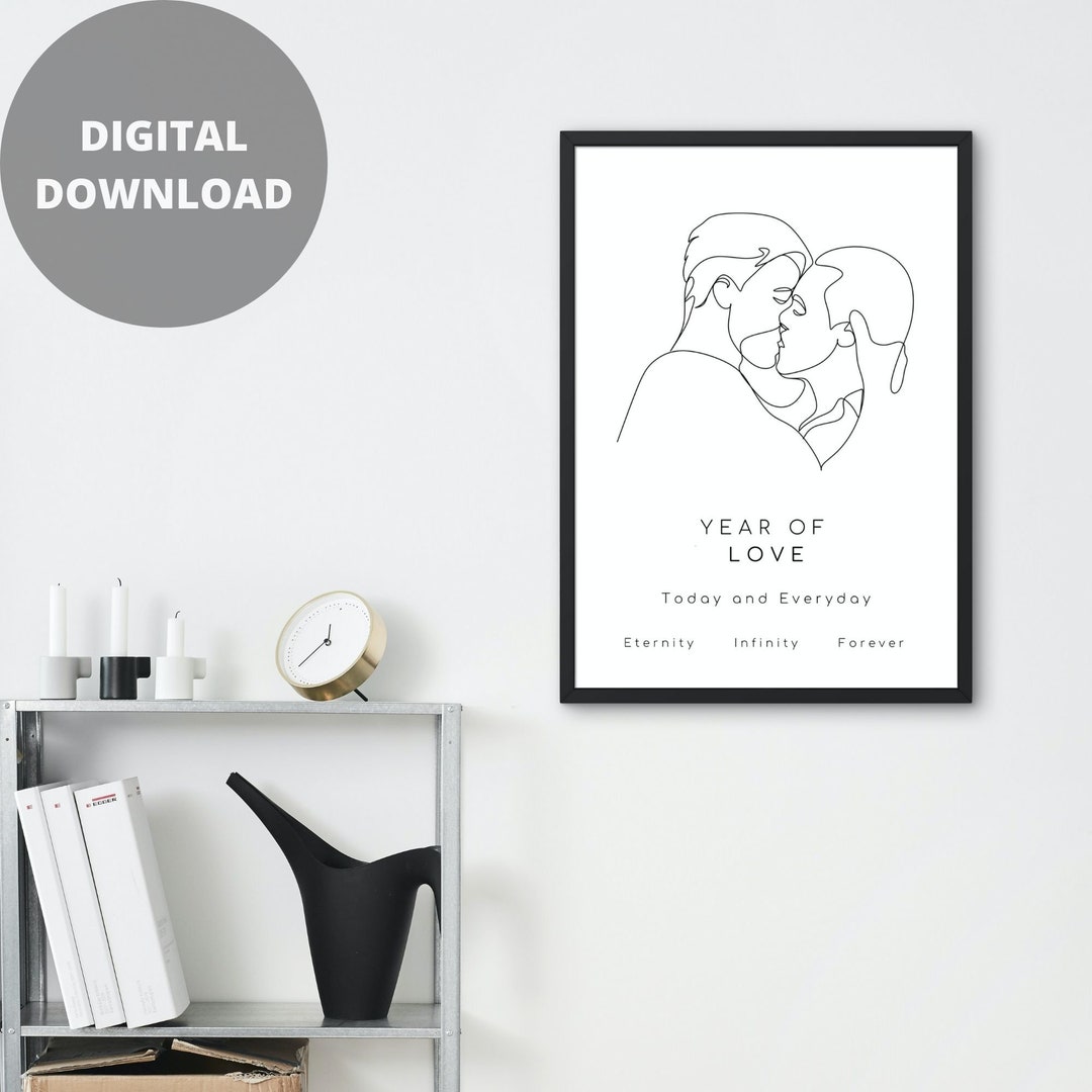 GAY Couple Line Art Print, Homosexual Art, Custom Print, Couple Print ...