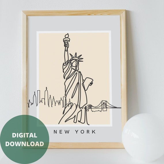 Minimal New York City Art Print City Map Digital Download - Etsy