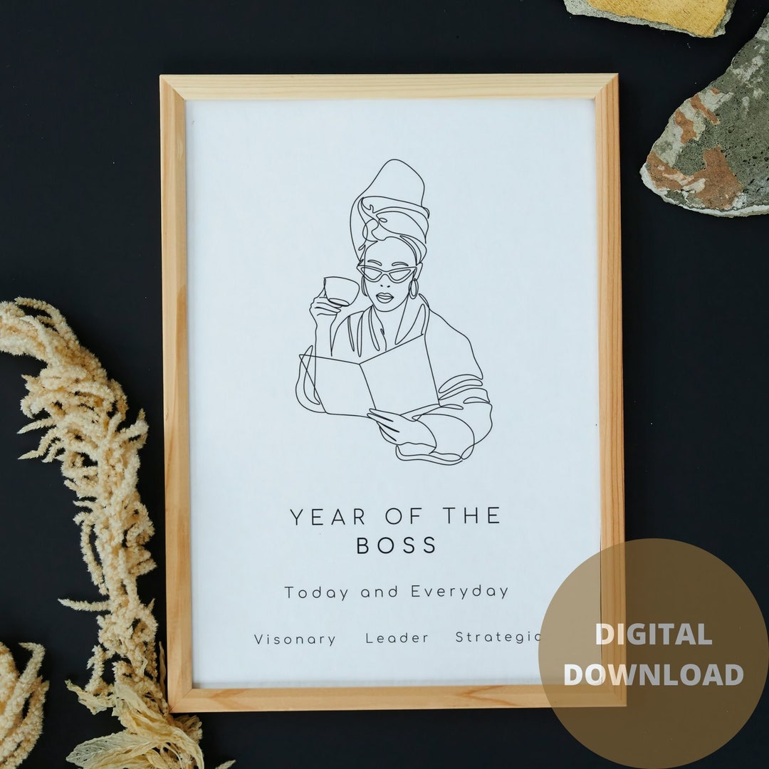 YEAR OF BOSS Woman Silhouette Digital Download Wall Art Print, Line Art ...