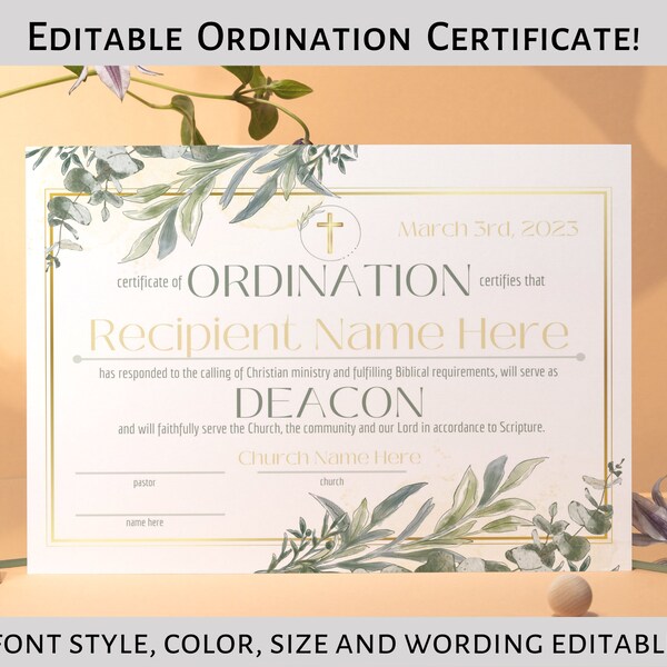 Deacon Ordination Template - Etsy