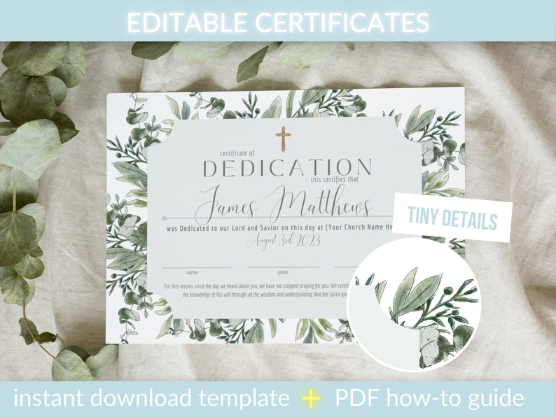 Child Dedication Certificate Bundle, Editable Baby Dedication ...