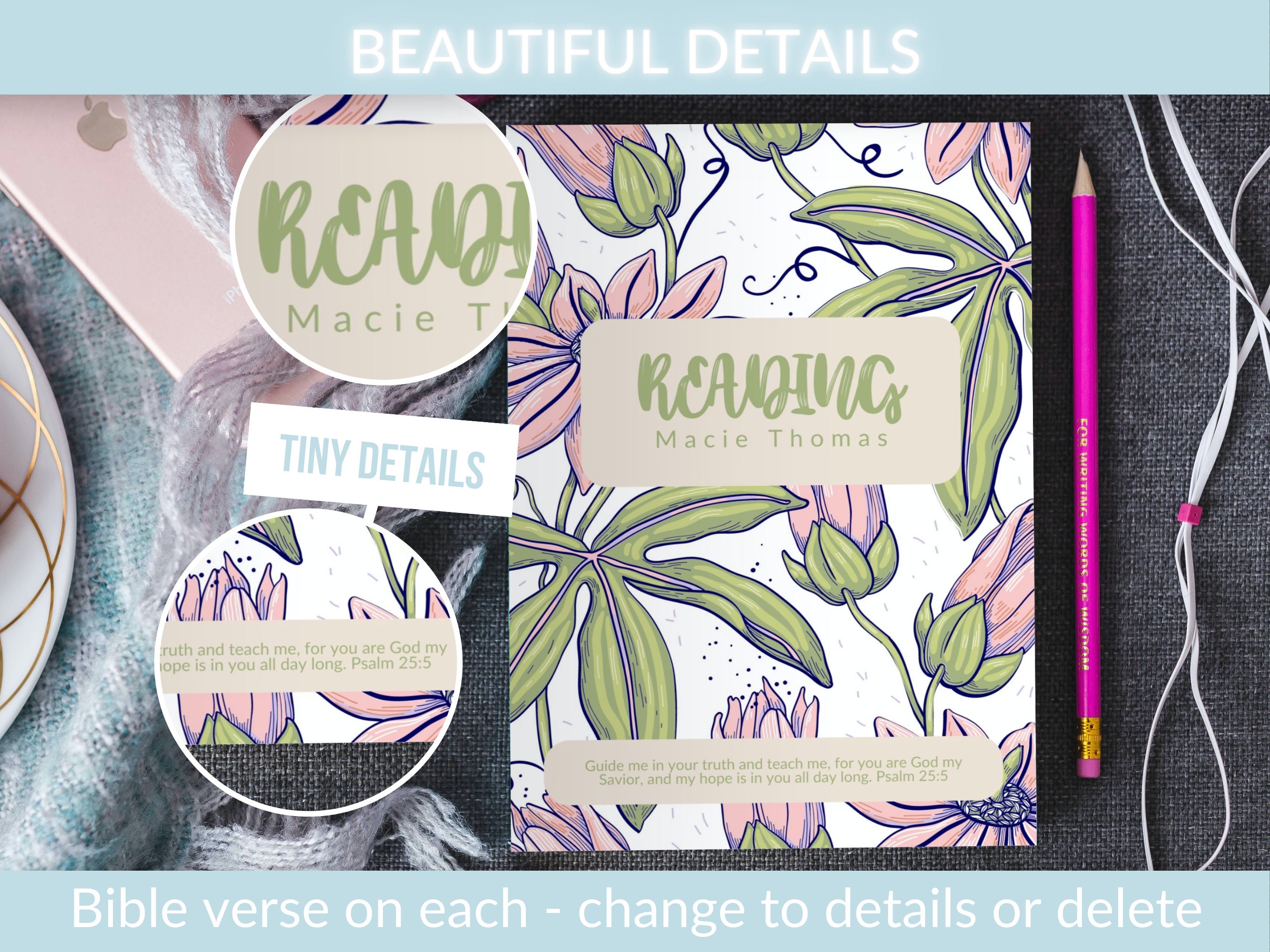 Editable Binder Cover and Spine Set of 75, Personalized Binder Cover ...