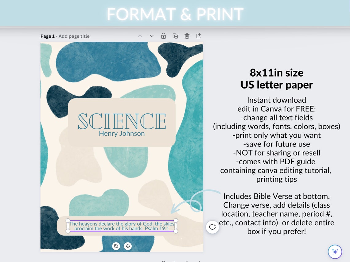 Editable Binder Cover and Spine Set of 75, Personalized Binder Cover ...