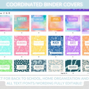 Editable Binder Cover and Spine Set of 75, Personalized Binder Cover ...