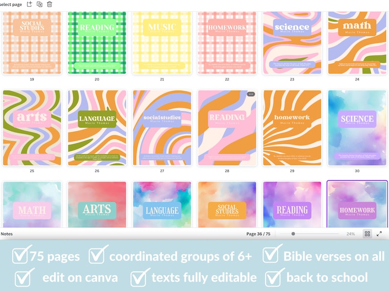 Editable Binder Cover and Spine Set of 75, Personalized Binder Cover ...