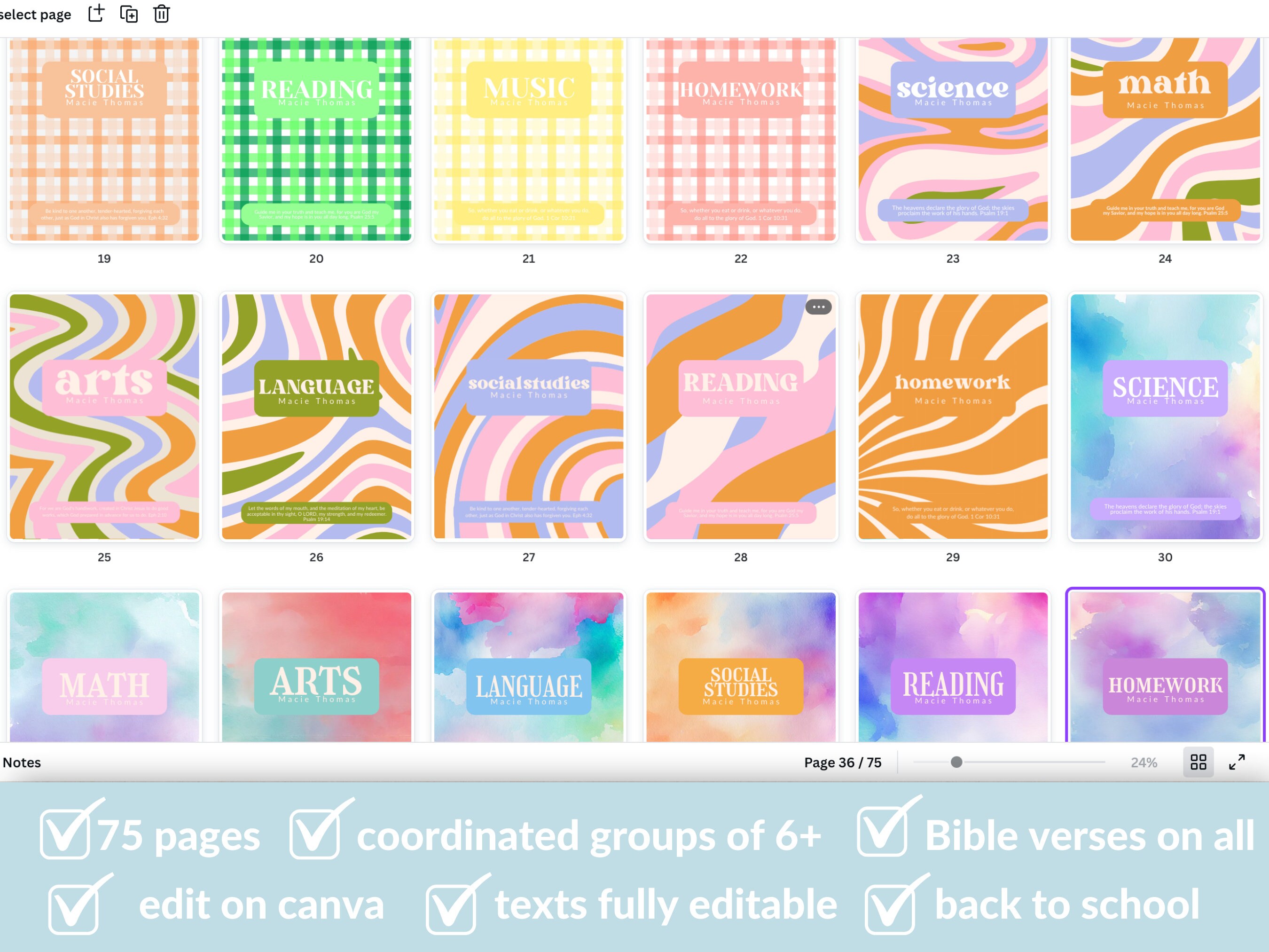 Editable Binder Cover and Spine Set of 75, Personalized Binder Cover ...