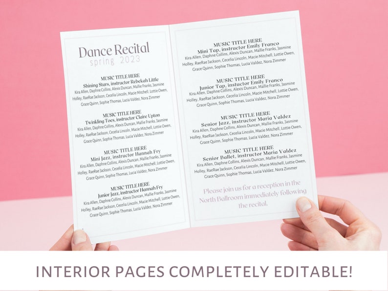 Ballerina Recital Program Template, Editable Dance Recital Program, Printable Folded Program ...