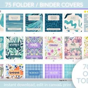 Editable Binder Cover and Spine Set of 75, Personalized Binder Cover ...
