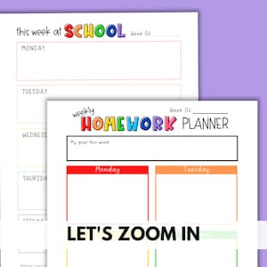 Weekly Homework Planner - Etsy