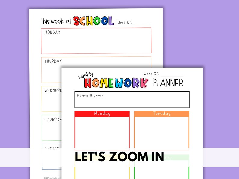 Weekly Homework Planner - Etsy