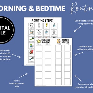 Morning & Bedtime Checklist Routines | Kids Schedule | ADHD Autism ASD ...
