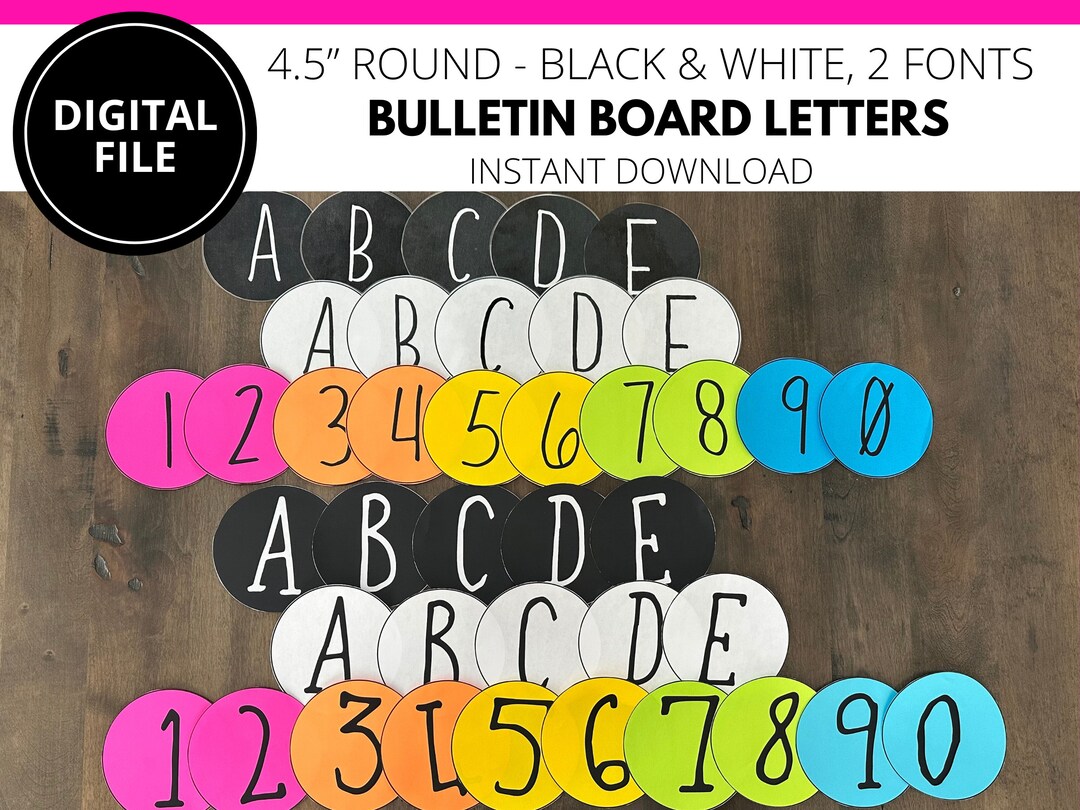 Black and White Circles Round Bulletin Board Letters - Etsy