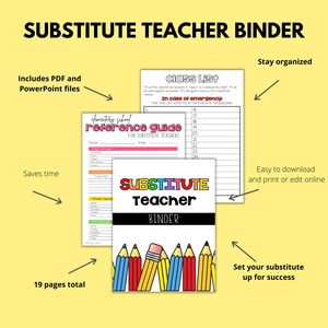 Substitute Teacher Binder, Substitute Teacher Printables, Substitute ...