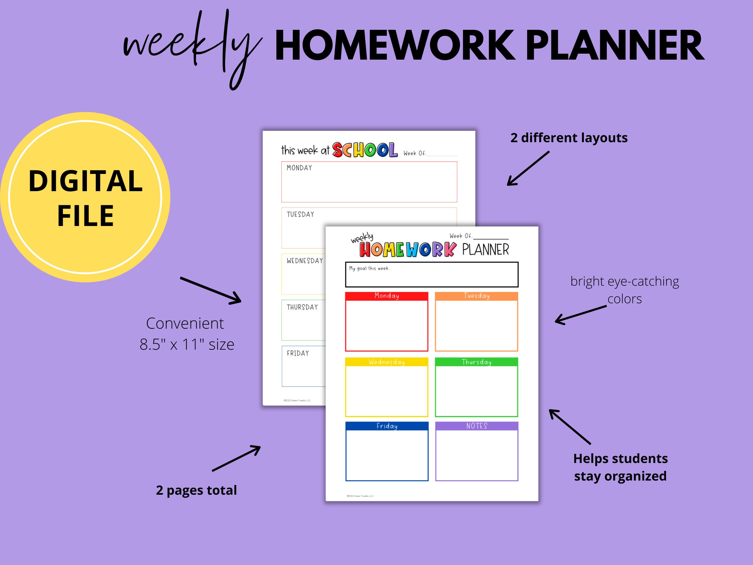 Weekly Homework Planner - Etsy
