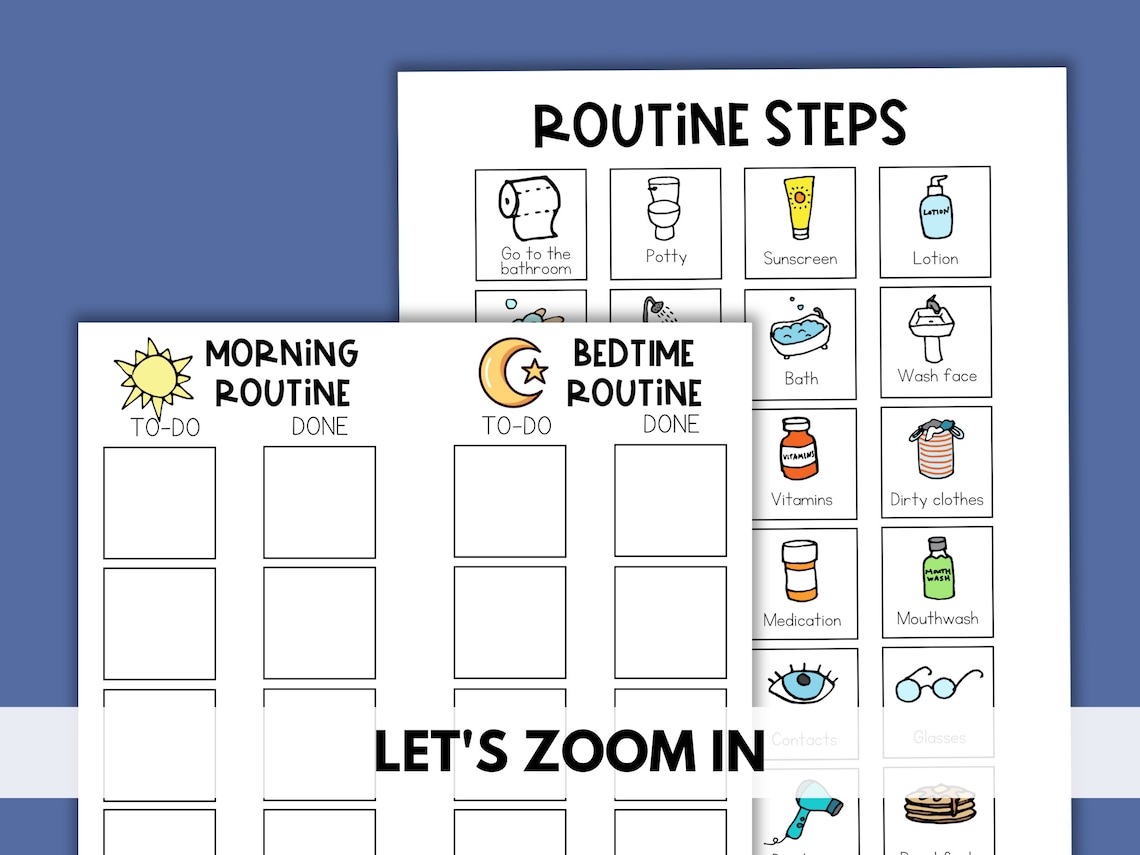 Morning & Bedtime Checklist Routines | Kids Schedule | ADHD Autism ASD ...