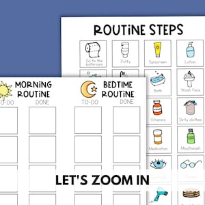 Morning & Bedtime Checklist Routines | Kids Schedule | ADHD Autism ASD ...