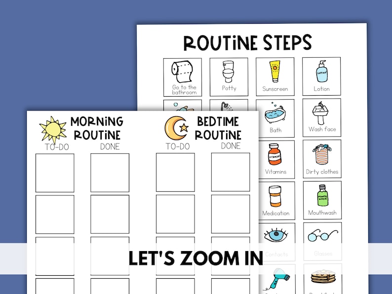 Morning & Bedtime Checklist Routines | Kids Schedule | ADHD Autism ASD ...