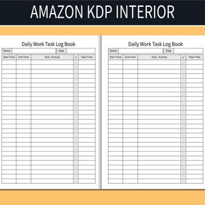 Daily Work Task Log Book KDP Interior | Time Management Tracker for ...