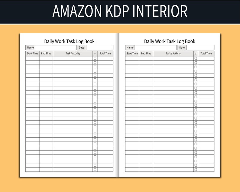 Daily Work Task Log Book KDP Interior | Time Management Tracker for ...