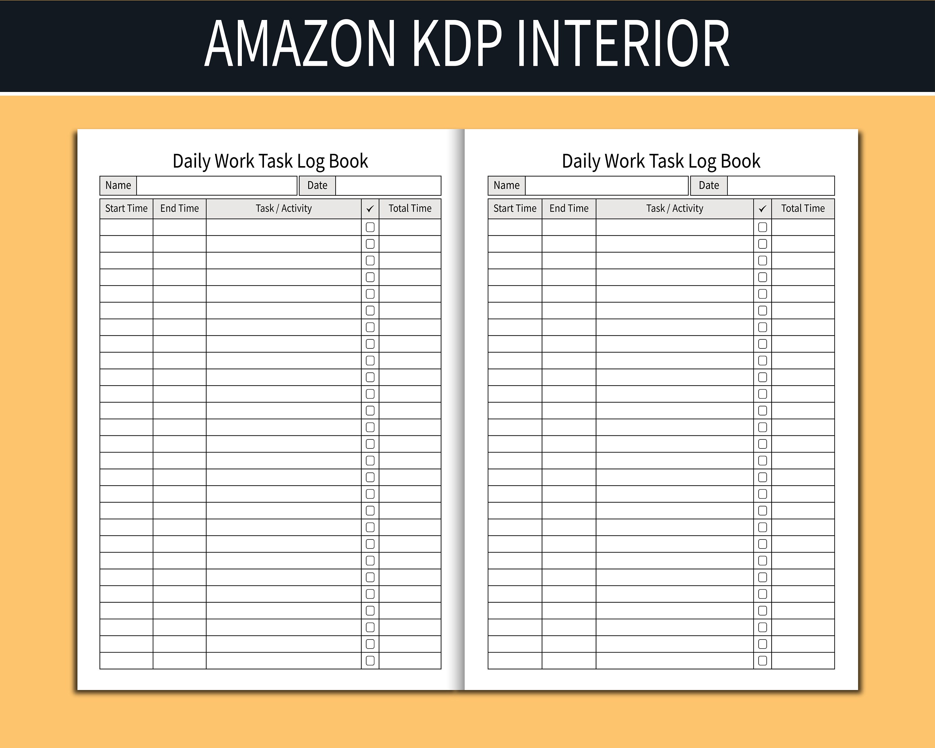 Daily Work Task Log Book KDP Interior Time Management Tracker for ...