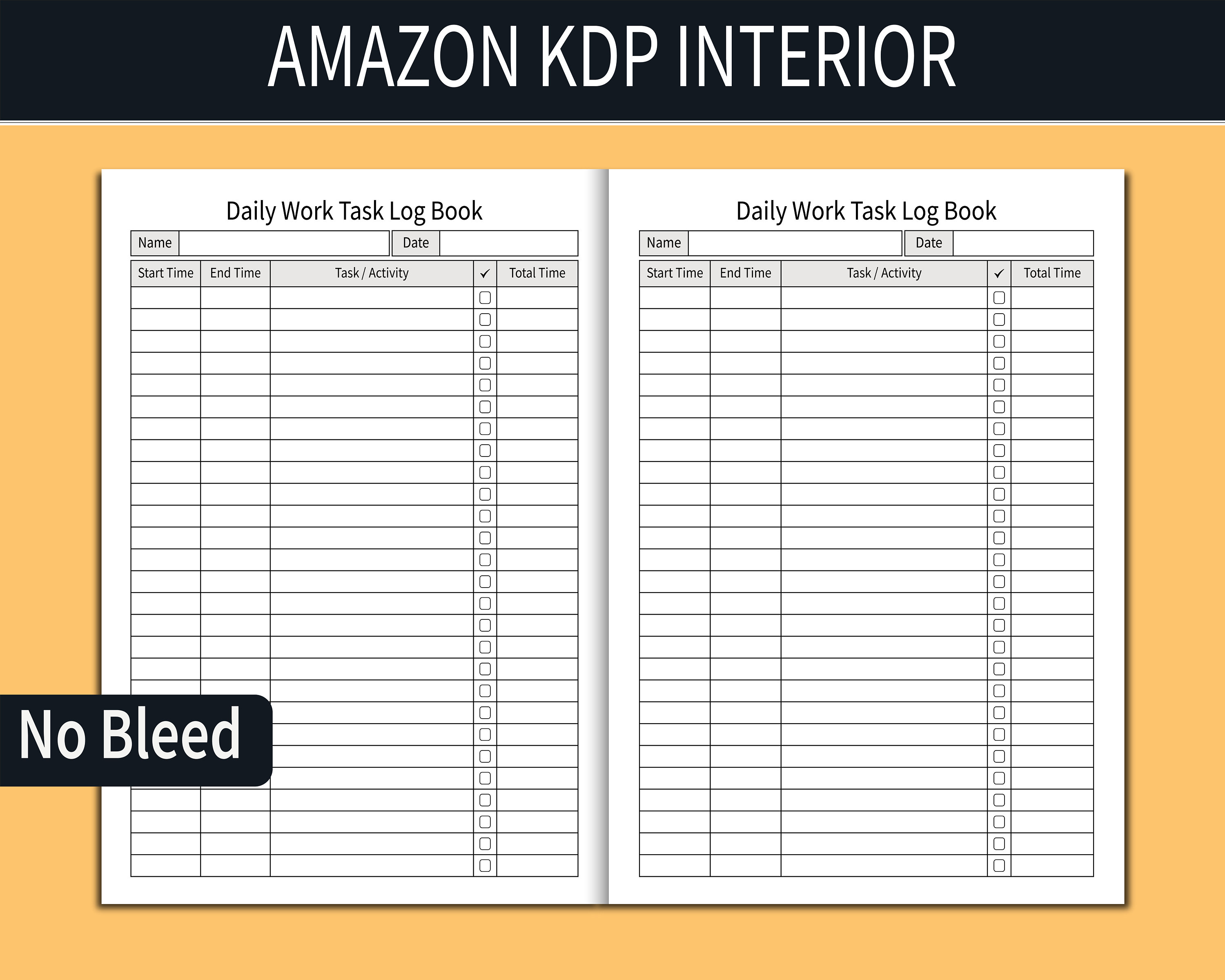 Daily Work Task Log Book KDP Interior Time Management Tracker for ...