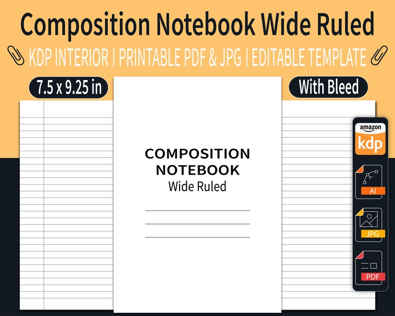 Composition Notebook Wide Ruled KDP Interior Lined Wide Ruled ...