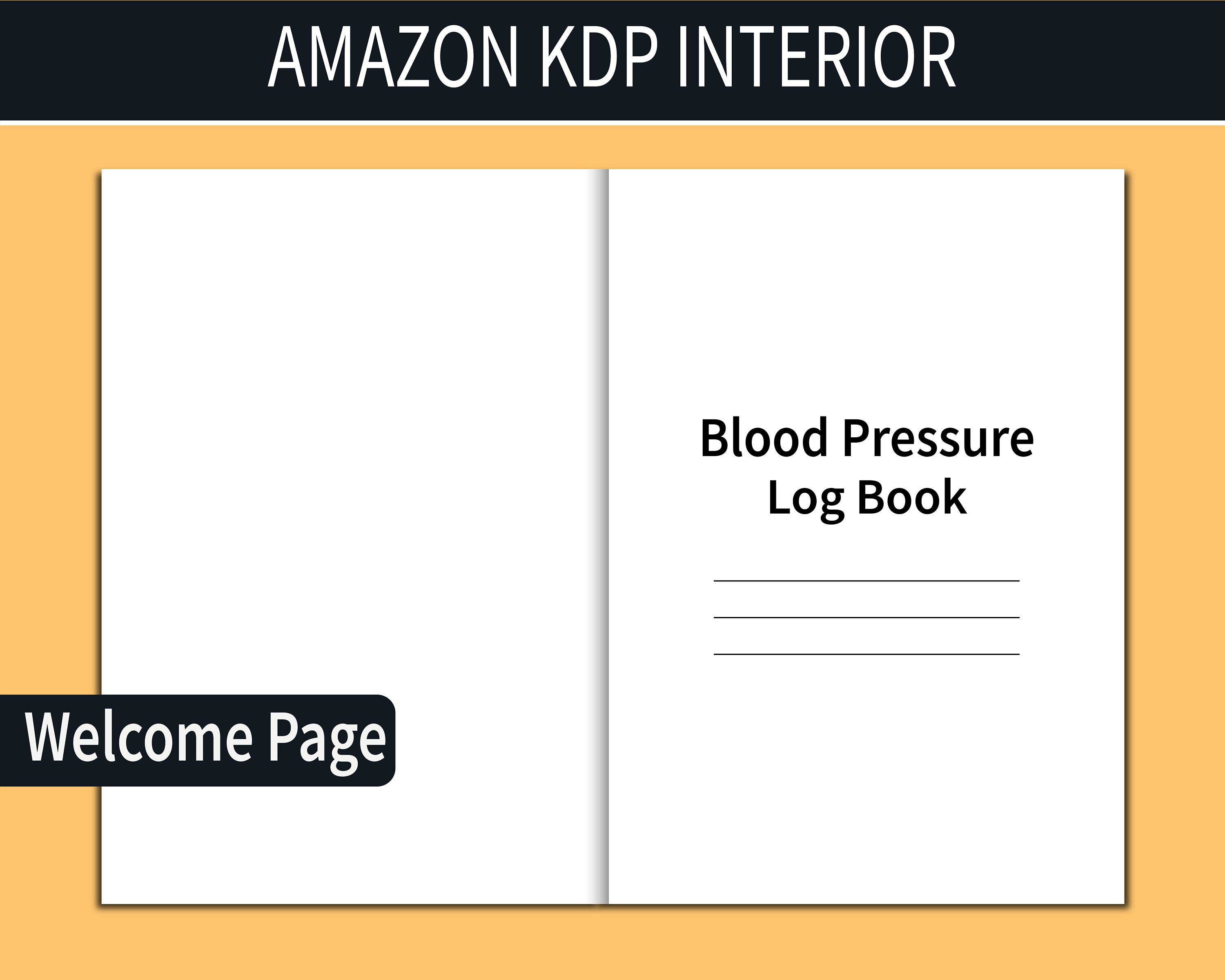 Blood Pressure Log Book KDP Interior Blood Pressure Tracker Editable ...