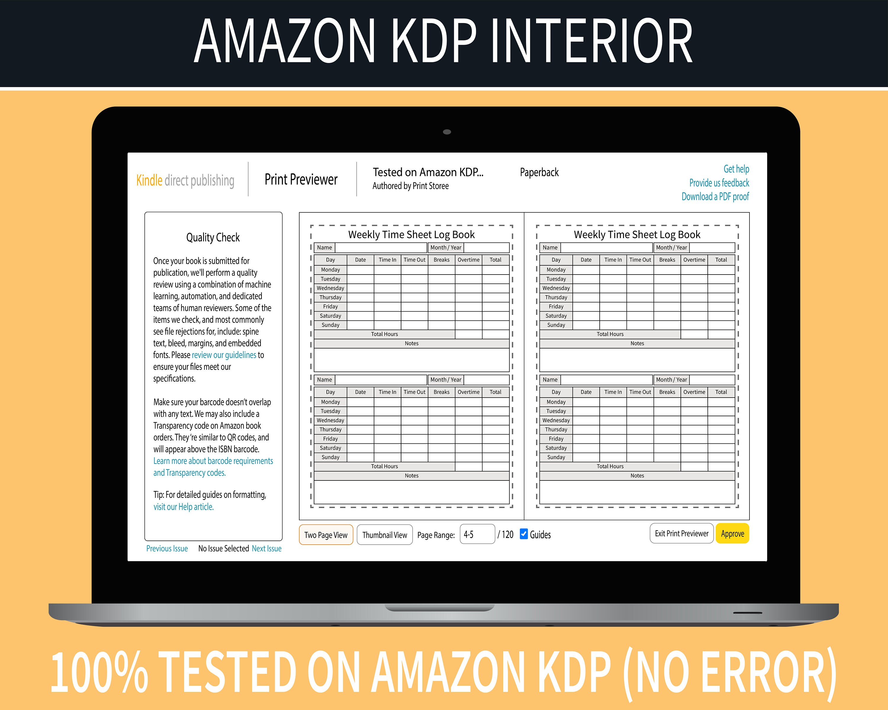 Weekly Time Sheet Log Book KDP Interior Timesheet Log Book to Record ...