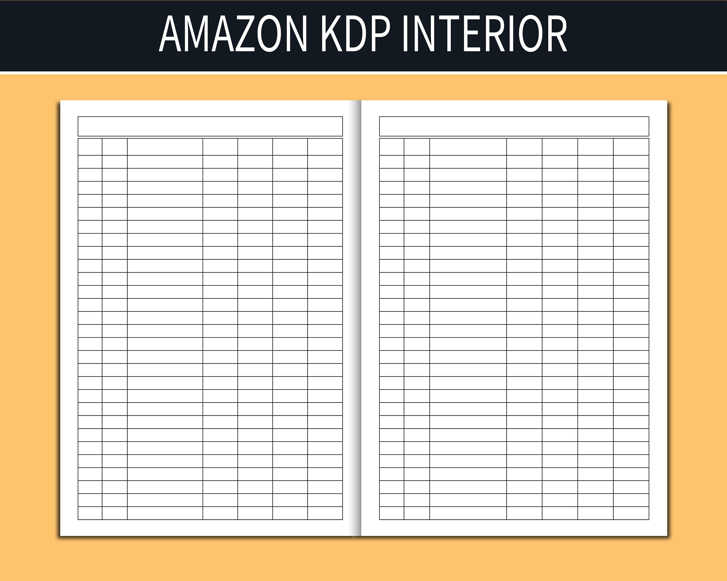 7 Column Customizable Log Book KDP Interior | 7 Column Multipurpose Log ...