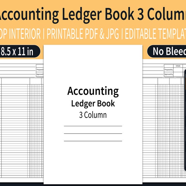 3 Column Ledger Book - Etsy