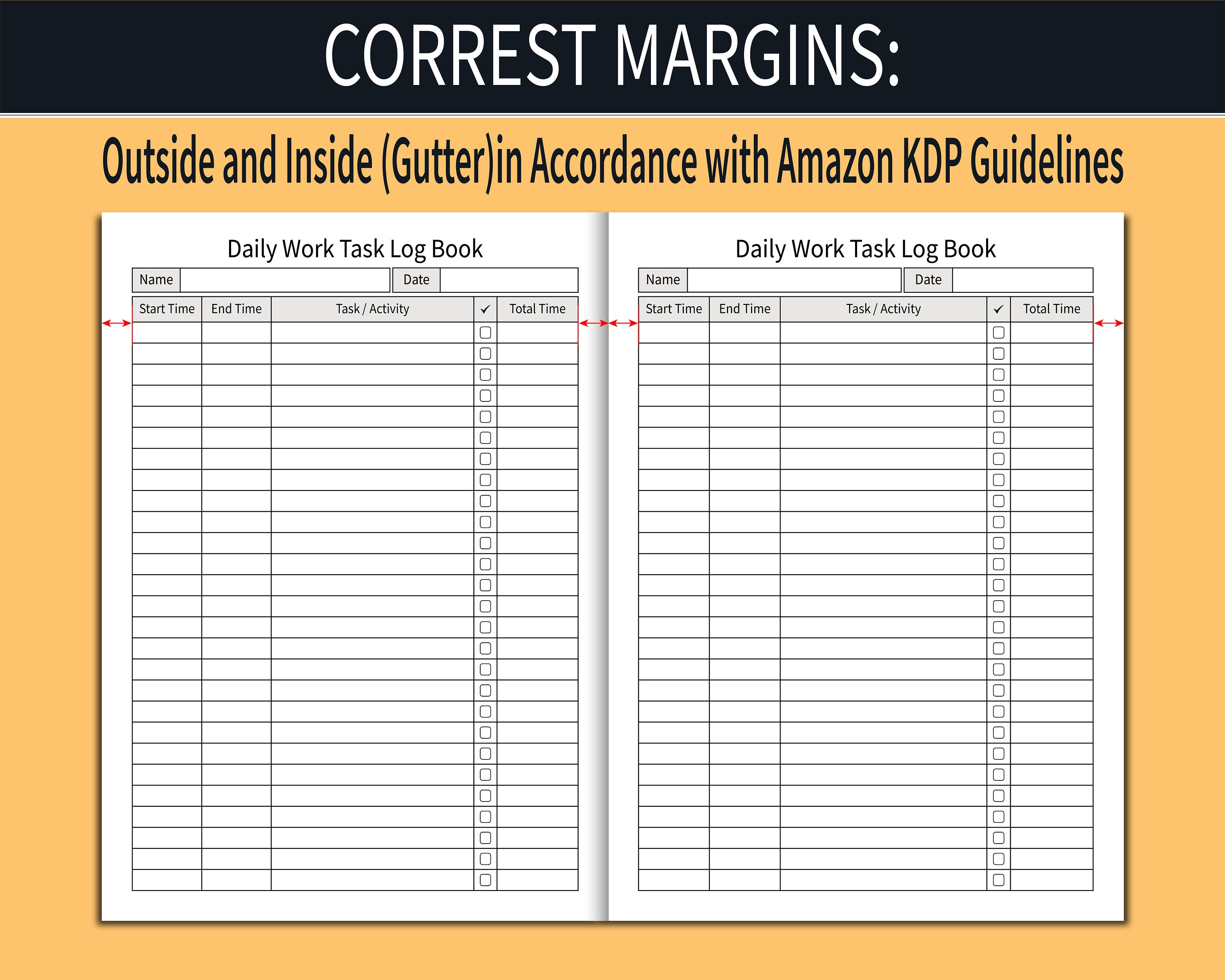 Daily Work Task Log Book KDP Interior Time Management Tracker for ...