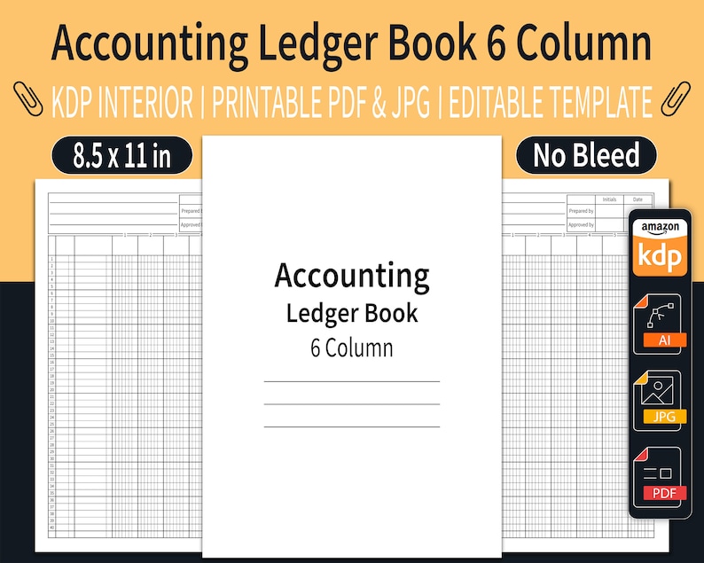 Accounting Ledger Book 6 Column KDP Interior 6 Column Ledger Book ...