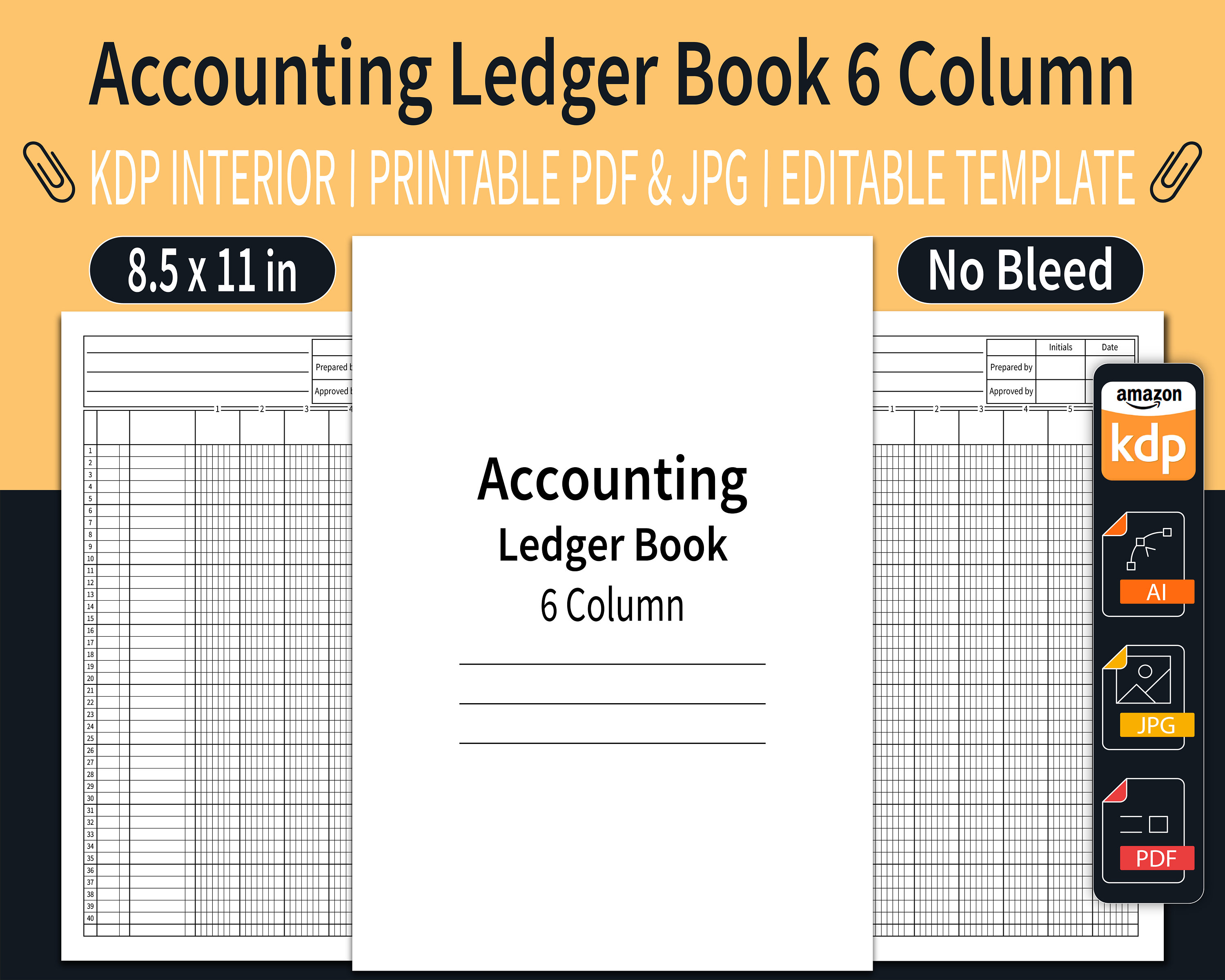 Accounting Ledger Book 6 Column KDP Interior 6 Column Ledger Book ...
