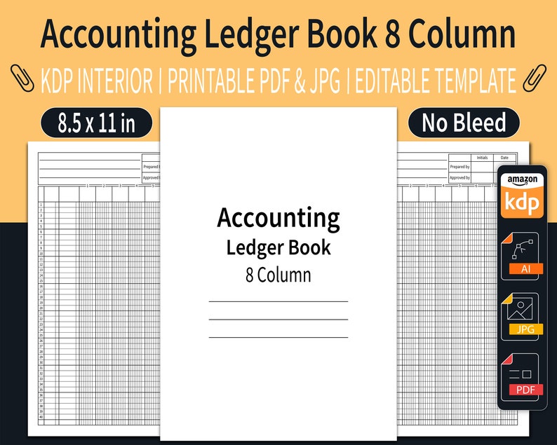 Accounting Ledger Book 8 Column KDP Interior 8 Column Ledger Book ...