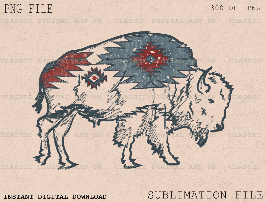 Bison Drawing Aztec PNG, Buffalo Aztec, Western Png, Cowboy Png ...