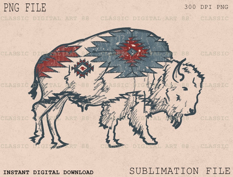 Bison Drawing Aztec PNG, Buffalo Aztec, Western Png, Cowboy Png ...