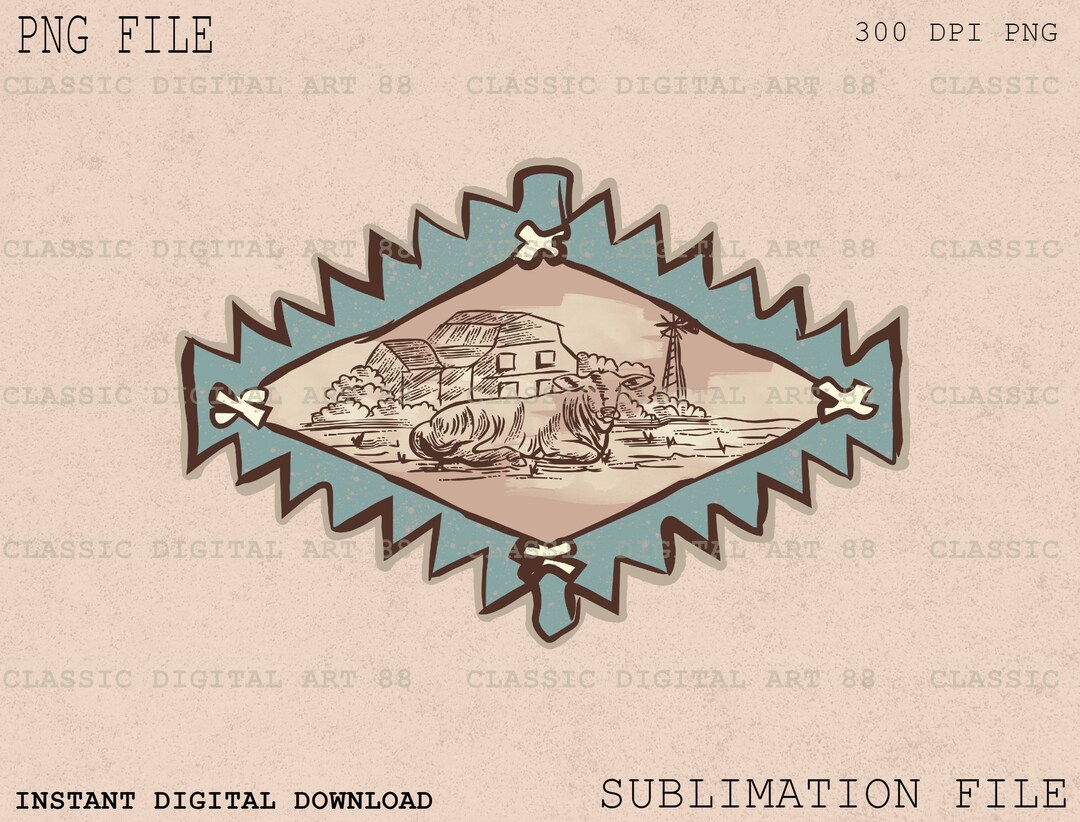 Aztec Cow Farm PNG, Eat Beef Western Sublimation Design, Retro Aztec ...