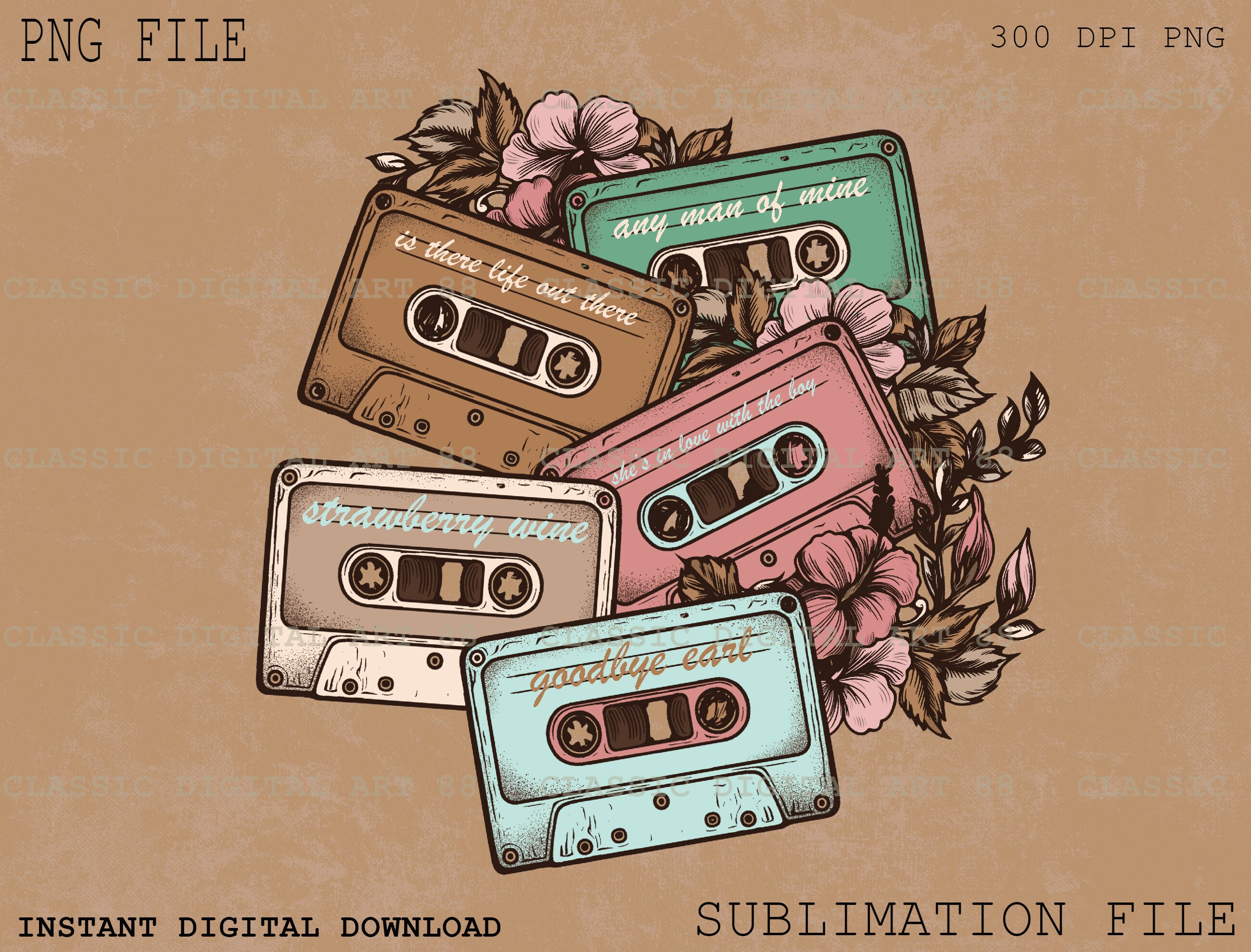 PNG 90s Country Cassette Tapes, Retro Cassette PNG, Digital Download ...